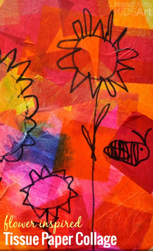 Flower Inspired Tissue Paper Collage - Innovation Kids Lab