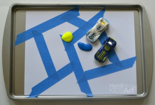 Tape Resist Race Track Painting - Innovation Kids Lab